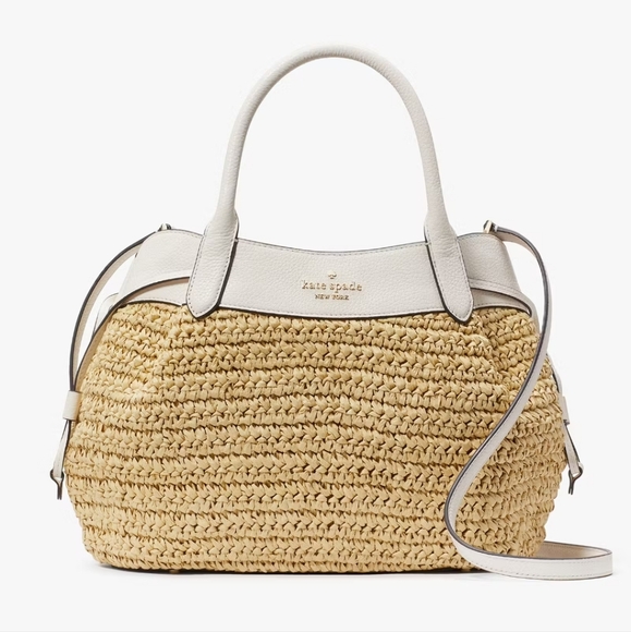 kate spade | Bags | Kate Spade Dumpling Straw Large Satchel Parchment ...